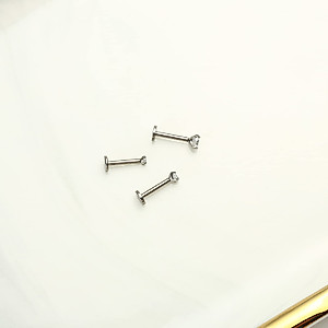 Implant Grade G23 Titanium Lip Studs 2mm 3mm 4mm 3Pcs Cubic ZirconiaBall Labret Monroe Lip Rings Set 16G 8mm10mm Helix Nail Cartilage Tragus Threadless Pushin Flat Back Nose Stud Ring Earring