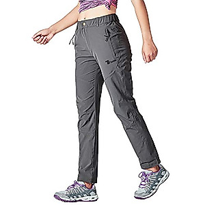 Gopune Women's Outdoor Quick Dry Lightweight Hiking Mountain Pants with Zipper Pockets (Deep Grey,M)