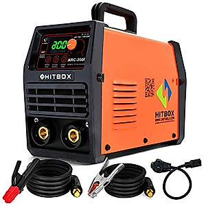 HITBOX 200Amp MIG Welder, 110/220V Dual Voltage Mig/Lift Tig 2 In 1 Welding Machine Portable Stick Welder Machine LCD Digital Display