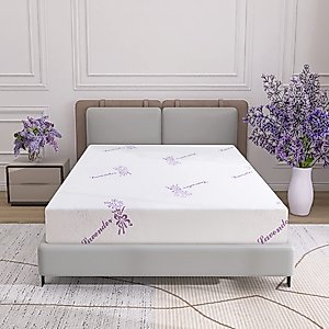 Hcore 10 Inch King Memory Foam Mattress,Cooling Lavender Mattress in a Box,Medium-Firm Mattress Made in USA,Pressure Relief & Temperature Regulation,Fiberglass-Free,CertiPUR-US Certified