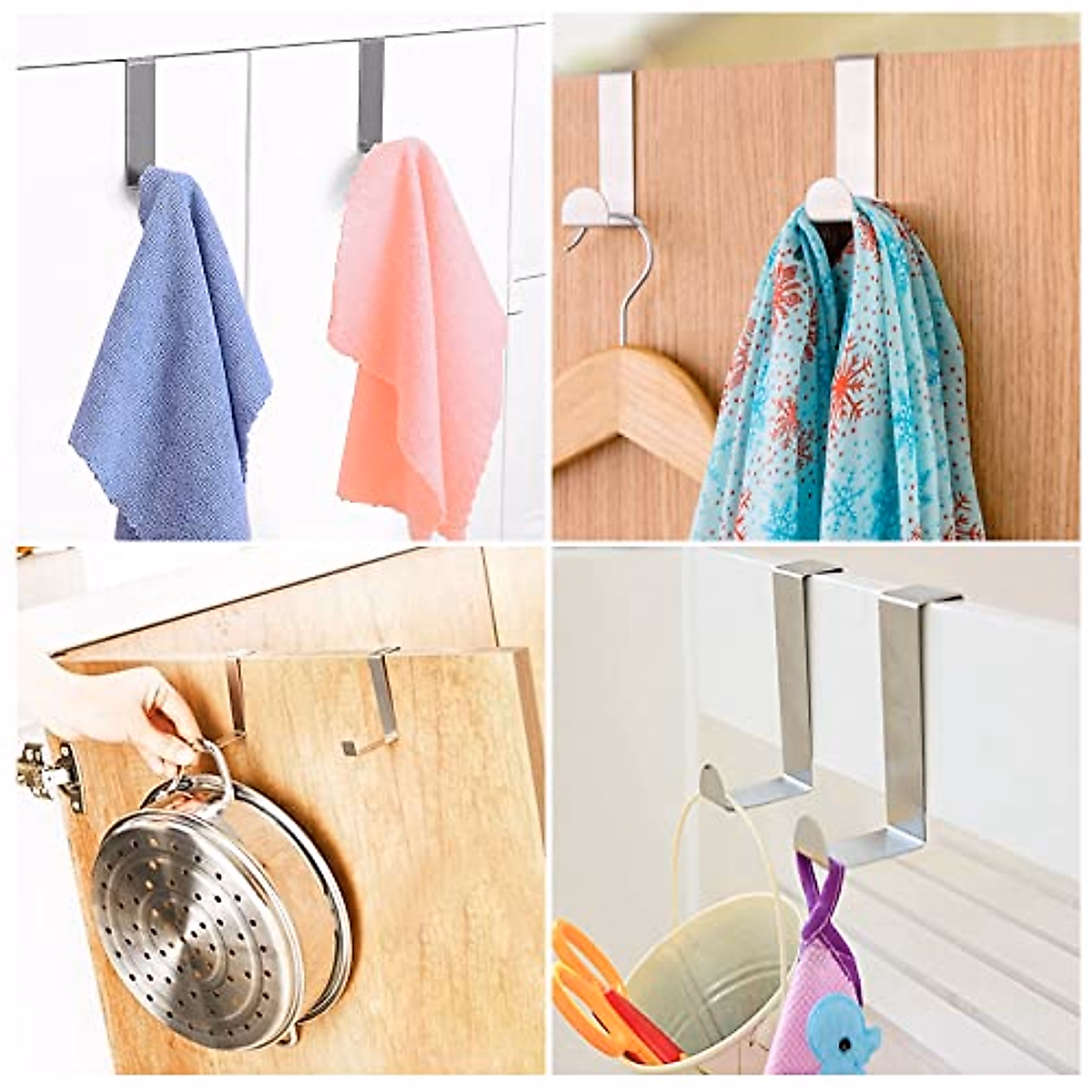 6 Pieces Stainless Steel Single Hook Baseball Caps Rack for Door Mounted Waterproof Stick on Hooks Strong & Durable Towel Rack Organizer Holder Racks