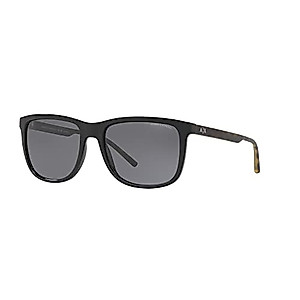 A|X ARMANI EXCHANGE Men's AX4070S Square Sunglasses, Black/Grey Polarized, 57 mm