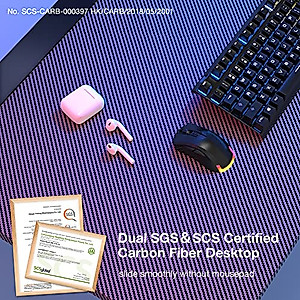 Mr IRONSTONE Gaming Desk with Led Lights ＆Power Outlet, L Shaped Computer Corner Desk with Cup Holder ＆ Headphone Hook, Carbon Fiber Home Office Desks with Large Monitor Stand, Graphite Black, 50''