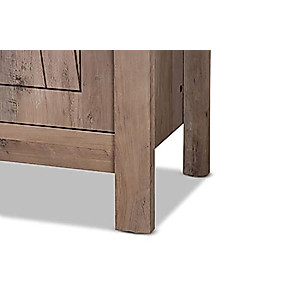 Baxton Studio Derek Modern and Contemporary Transitional Natural Oak Finished Wood 3-Door Shoe Cabinet