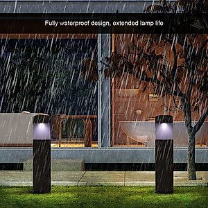 Yosoo Waterproof Solar Power Stone Pillar LED Lights Garden Lawn Courtyard Lamp