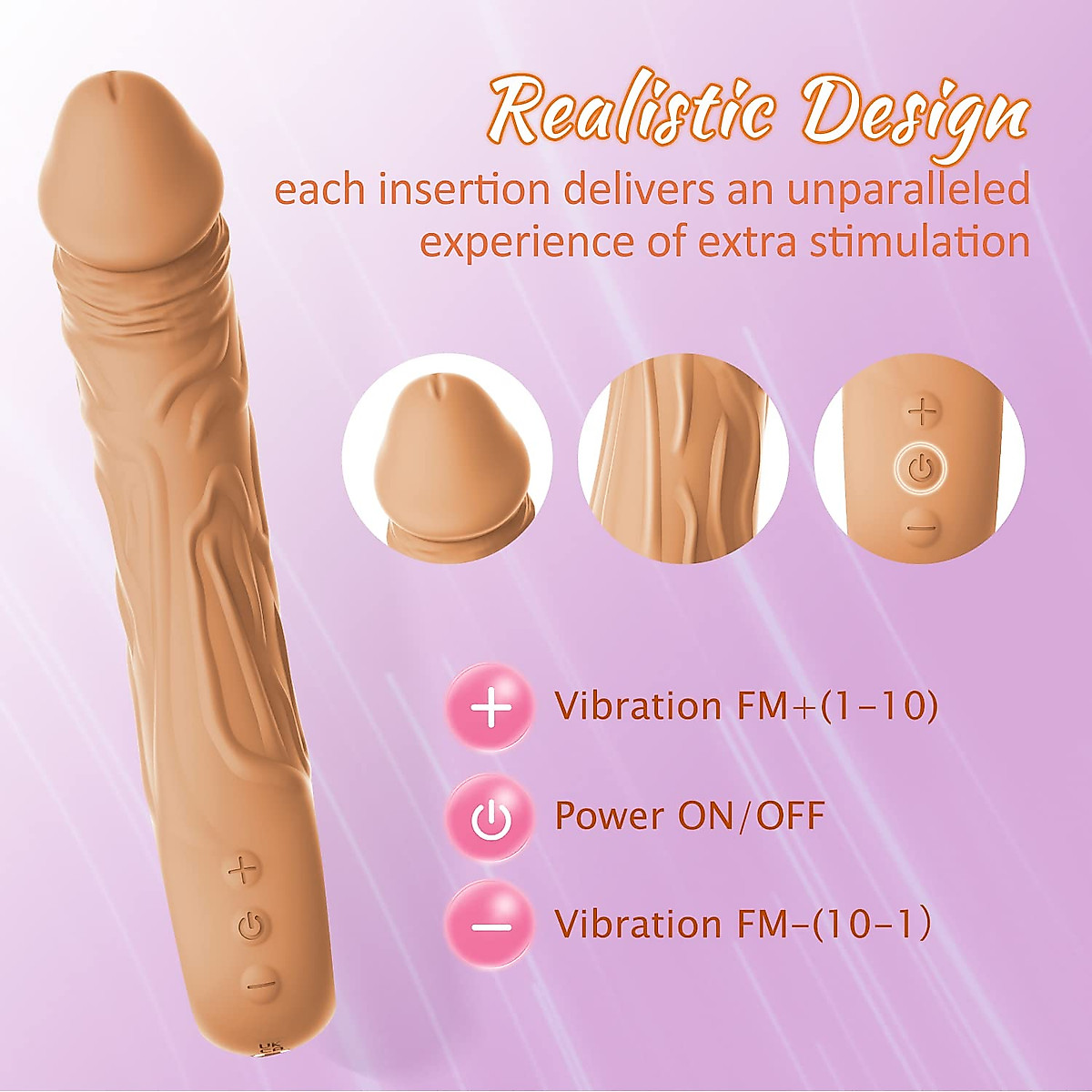 Nosakki Realistic Vibrator Dildo for Women, Sex Toys Clitoris G Spot Anal Stimulator with 10 Powerful Vibration Mode, Waterproof Powerful Vibrator for Couples