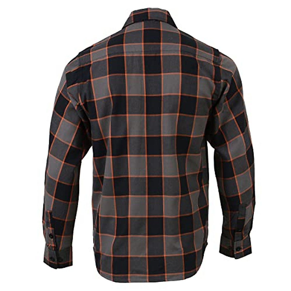 Milwaukee Leather MNG11648 Men's Grey with Brown and Orange Long Sleeve Cotton Flannel Shirt - 2X-Large
