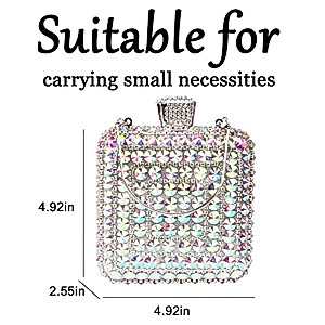 Evening Bag Clutch Purses for Women,Ladies Sparkling Party Handbag Wedding Bag (AB-sliver)