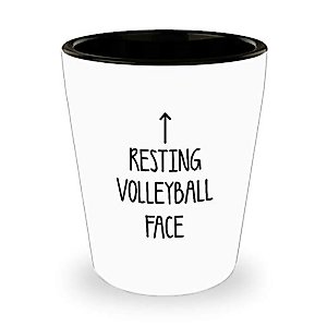 For Volleyball Players Resting Volleyball Face Funny Witty Gag Ideas Drinking Shot Glass Shooter Birthday Stocking Stuffer