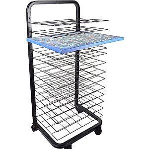 Art Drying Rack, 25-Tier Mobile Clothes Rack with Wire Rack for Artwork, Drying and Printing Rack, Protect Artwork While Drying, Great for Schools and Art Clubs