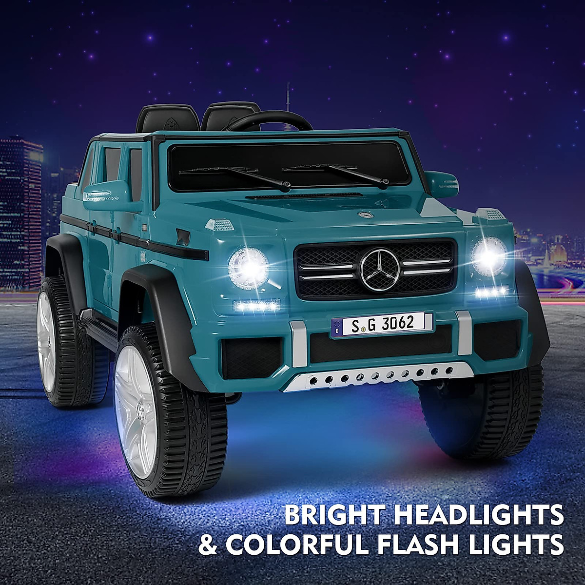JOYLDIAS Kids Ride On Cars, Licensed Mercedes-Benz Maybach G650S, 12V7A Battery Powered Toy Electric Car for Kids w/2.4G Remote Control, 2 Motors, 3 Speeds, Music, Horn, LED Lights, Peacock Blue
