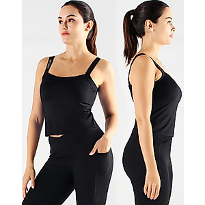 NELEUS Women's 3 Pack Compression Athletic Tank Top with Bra,8088,black/grey/rose red,Large