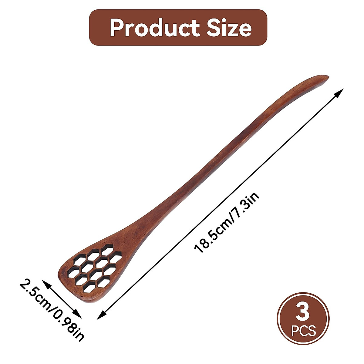 Wood Honey Drizzler 3pcs, Honey Dipper Sticks Wooden Honey Comb Honey Stick Honey Dipper Spoon Coffee Stiring Spoon Syrup Dippers(Brown)