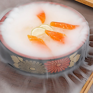 Hemoton Japanese Sushi Tray Dip On Ice Bowl Round Sushi Serving Tray Japanese Style Seafood Sashimi Plate Salad Dessert Dip Chiller Ice Chamber Bowl for Restaurant Picnics Parties Snack Food Plate