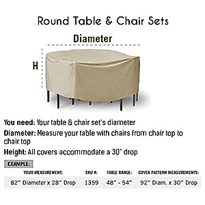 Protective Covers Weatherproof Patio Table and Chair Set Cover, 48 Inch x 54 Inch, Round Table, Tan - 1158-TN