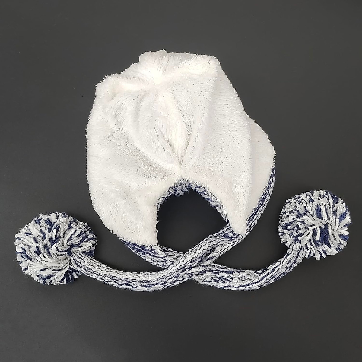 HUAMULAN Women Winter Sherpa Beanie Hats Knit Ear Flaps Peruvian Cover Ears Warm Fleece Lined Ski Snow Hat with 3 Pompom