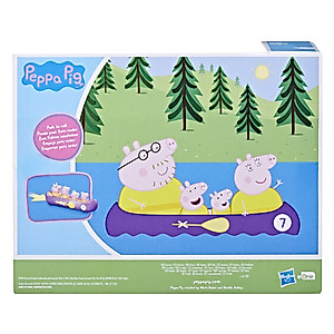 Peppa Pig Peppa’s Family Canoe Trip Preschool Toy: Includes 4 Figures, 1 Vehicle with Rolling Wheels; for Ages 3 and Up, Multicolor