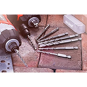 NordWolf 9-Piece Metric Carbide Tipped Masonry Drill Bit Set with 1/4" Hex Shank for Concrete, Brick, Block & Stone, Sizes 5.5(x3)-6.5(x3)-7-8-10mm