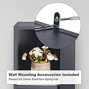 AOTIFARM Wall Corner Bookcase Tall Bookshelf Storage Organizer 5 Tiers Corner Shelf Stand Wood Display Storage Rack Home Furniture Natural Wood Ladder Shelf