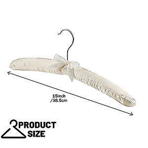 24 Pieces Satin Padded Hangers Satin Hangers with Anti-Rust Swiveling Hook Shoulder Hangers for Hanging Dresses, Sweaters, Suits and More (Beige)