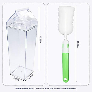 Bac-kitchen 33oz Milk Carton Water Bottle -Clear Square Milk Bottles BPA Free Portable Water Bottle with Stickers and Bottle Brush for Outdoor Sports Travel Camping Activities (H05)