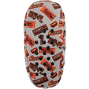 HERSHEY'S Sock Slippers For Kids, Reese's Peanut Butter Cup Candy Bar Print, Grey, Size Large (1-4 Big Kid)