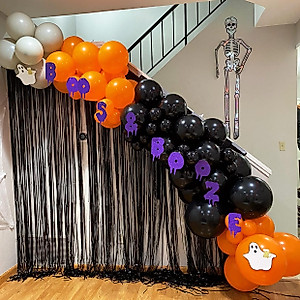 ADOINBY Black and Orange Balloons, 70Pcs 12inch Black Orange Latex Balloon and Confetti Balloons for Halloween Celebration Trick or Treat Party Spooky Ghost Party Bar Anniversary Graduation Decoration