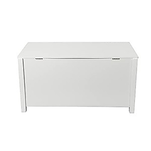 JARKUZ Kids Wooden Toy Box, Wide Toy Storage Organizer, Toy Chest with Safety Hinged Lid for Kids, Children's Furniture Large Trunk for Boys and Girls Ages 3+, White