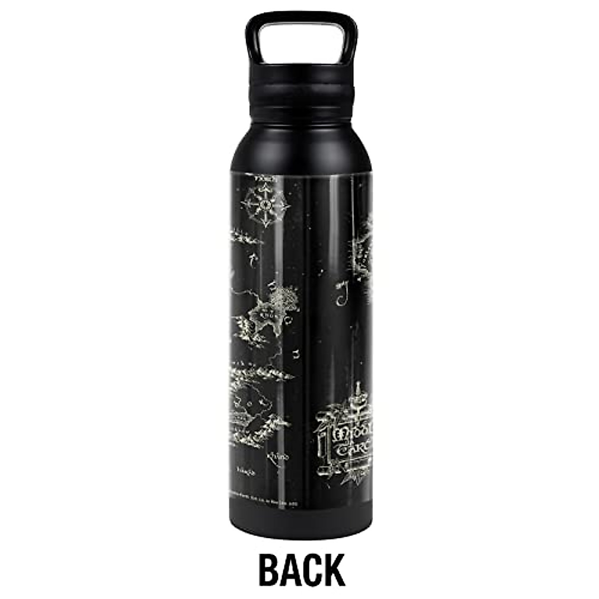 Lord Of The Rings - Logo OFFICIAL Map Of Me 24 oz Insulated Canteen Water Bottle, Leak Resistant, Vacuum Insulated Stainless Steel with Loop Cap