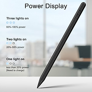 Stylus Pen for iPad, 13 mins Fast Charge Stylus with Palm Rejection, Tilt Sensitivity, Compatible with 2018-2024 iPad Air 3/4/5/6, iPad Mini 5/6, iPad 6/7/8/9/10, iPad Pro 11"/12.9"/M4 (Black)