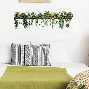 Plant Wall Decals Vinyl Waterproof Wall Stickers Removable Wall Murals Peel and Stick Wall Decor Pegatinas para Pared for Girls Bedroom Living Room Nursery