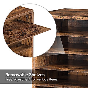 HOOBRO Literature Organizers, 12 Compartments Office Mailbox with Adjustable Shelves, Wood Countertop Literature Sorter for Office, Home, Classroom, Mailrooms Organization Rustic Brown FG12WF01