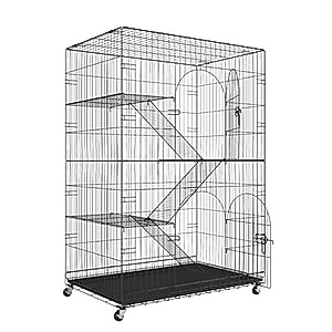 VEVOR Cat Cage Indoor Catio Cat Enclosure, Large Cat House on Rotating Wheels, 4-Tier Pet Playpen, Cat Crate Cat Kennel, 35.4" L x 23.6" W x 51" H