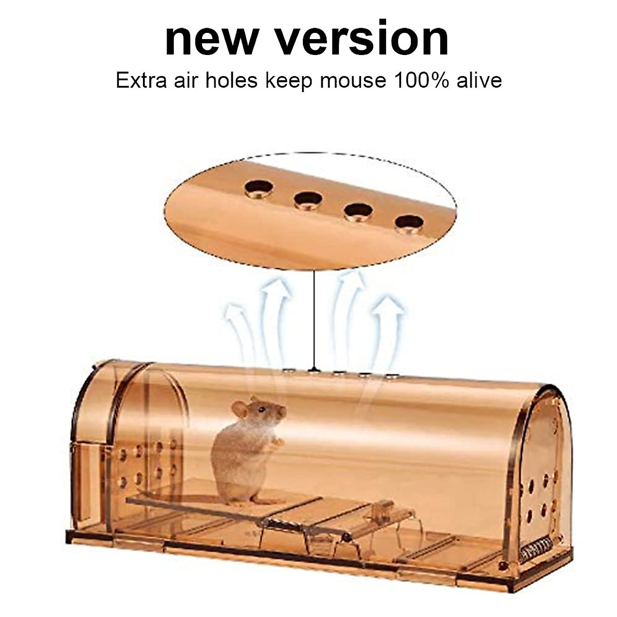 Humane Mouse Traps Indoor for Home - Mouse Trap Easy to Set, Reusable and Effective No Kill Mouse Traps,Catch and Release Mouse Traps,Safe for Family and Pet Indoor/Outdoor-2 Pack,Brown