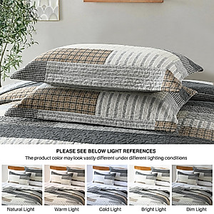 Y-PLWOMEN Queen Quilt Bedding Set 100% Cotton Lightweight Quilts Queen Size, Cozy Quilt for Queen Bed, Reservible Queen Bedspread Soft Queen Quilt Set for All Season, 3-Pieces