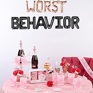Worst Behavior Balloons Rose Gold and Black Boujee Drake Party Banner Bride To Be/We are Engaged/Bridal Shower/Hip Hop/Hen Party/Engagement Themed Bachelorette Party Supplies Decorations