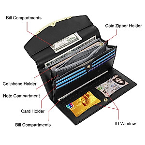 XEYOU Women Leather Wallet Trifold Clutch Wallet Purse Ladies Card Holder Cellphone Wallet for Women