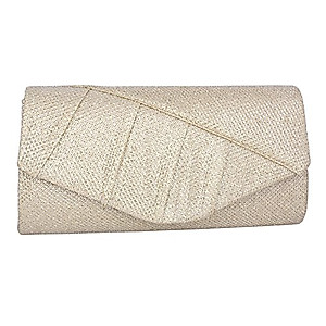 Adoptfade Womens Glitter Envelope Evening Clutch Vintage Bag,Gold