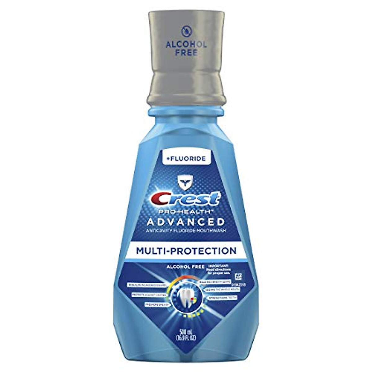 Crest Pro Health Advanced Multi-Protection Mouthwash, Alcohol Free, Extra Deep Clean Fresh Mint, 500 mL (16.9 Fl Oz), Pack of 4