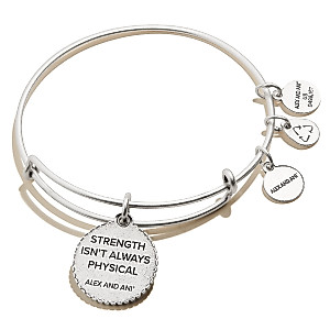 Alex and Ani Path of Symbols Expandable Bangle for Women, Elephant Embossed Charm, Rafaelian Silver Finish, 2 to 3.5 in