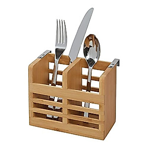 iDesign Formbu Bamboo Silverware Caddy Utensil Holder for Kitchen Countertops, Cabinets, Dining Table, Patio, 6.5" x 2.36" x 5.12", Beige