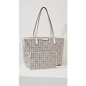 Tory Burch Women's Ever-Ready Small Tote, New Ivory, Off White, Grey, Print, One Size