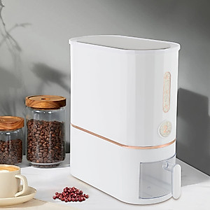 LOYALHEARTDY 22 Lbs Rice Dispenser with Airtight Locking Lid, Large Grain Container Storage with Lid Measuring Cylinder Moisture Proof Household Cereal Dispenser Bucket for Kitchen Soybean Corn