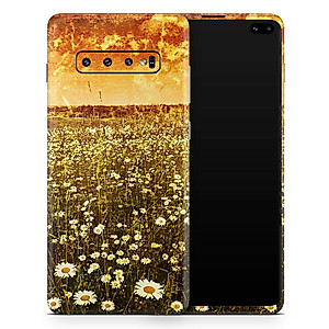 DesignSkinz Vintage Glowing Orange Field Protective Vinyl Decal Wrap Skin Cover Compatible with The Samsung Galaxy S20 (Screen Trim & Back Glass Skin)
