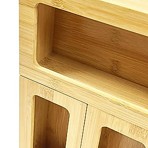 THE CNC STORE Ziplock Bag Storage Organizer| Bamboo Ziploc Bag Organizer for Kitchen Drawer| Food Baggie Holder Suitable for Gallon, Quart, Sandwich and Snack Variety Size Bags- Pack of 4