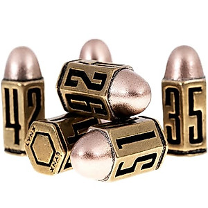 Bullet Metal Dice Set - Six Brass D6 Dices - Great for DND, Warhammer 40k, Role Playing Homebrews, D&D, Great RPG/Dungeons and Dragons/D and D Accessories Gifts. Can Use with Dice Tray/Tower