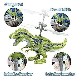 KPPIT Dinosaur Toys Upgraded Flying Toy Ball Infrared Induction RC Flying Ball Toy for Kids Boys Girls Gifts LED Light Helicopter Flying Drone Indoor and Outdoor Games Toys for 8 9 10 11 12+ Year Old