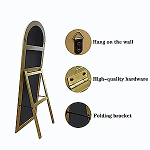 Arched Floor Mirror, 65 "x 22" Floor Mirror with Stand, Full Body Mirror, Arch Full Length Mirror, Freestanding, Wall-Mounted or Leaning (Gold)