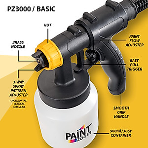 Paint Zoom Paint Sprayer | Powerful & Durable 700-watt Spray Gun Tool HVLP Sprayer for Interior & Exterior Home Painting and DIY Home Improvement Projects | 3 Spray Patterns Yellow