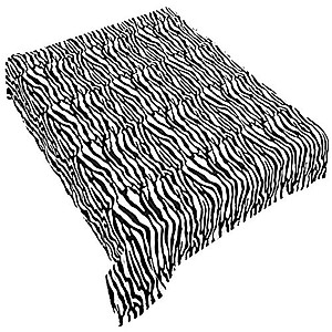Home Must Haves Zebra Animal Print Safari Bed Blanket Bedding Throw Fleece Super Soft Warm Cozy Plush, Queen Size, Black And White